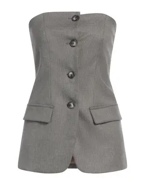 VICOLO Pinstriped Flannel Tube Top - Grey
