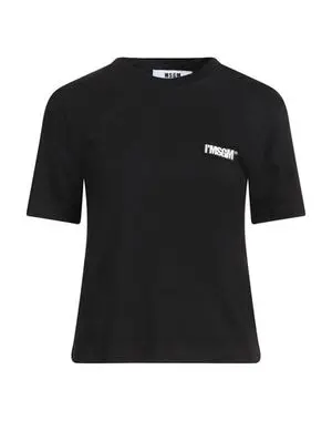 MSGM Appliqué Embroidered Logo T-shirt - Black