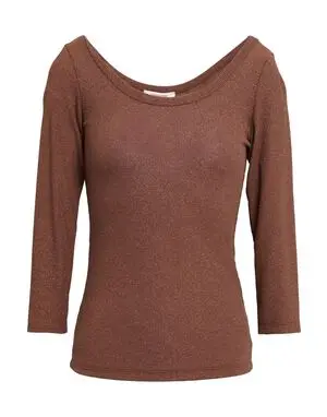 KONTATTO Knitted Lamé Top - Brown