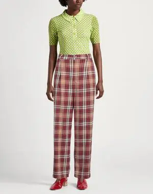 VICOLO Tartan Flannel Wide-leg Pants