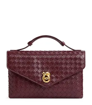 Bottega Veneta Leather Knot Lock Top Handle Bag - Red
