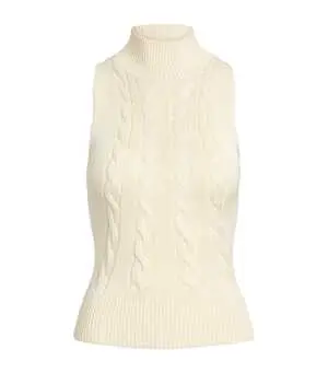 Ralph Lauren Silk High-neck Sleeveless Sweater - Beige