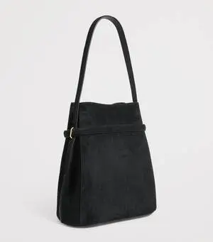 TOTEME Suede Bucket Shoulder Bag - Black