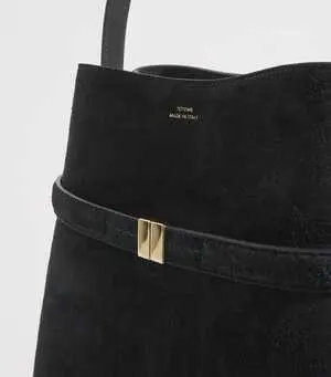 TOTEME Suede Bucket Shoulder Bag - Black