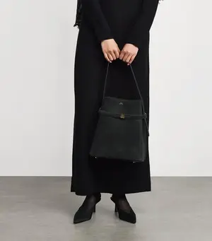 TOTEME Suede Bucket Shoulder Bag - Black