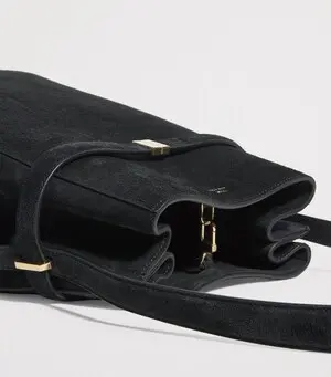 TOTEME Suede Bucket Shoulder Bag - Black