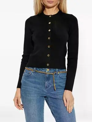 Michael Kors Ribbed Knit Cardigan With Gold-tone Buttons