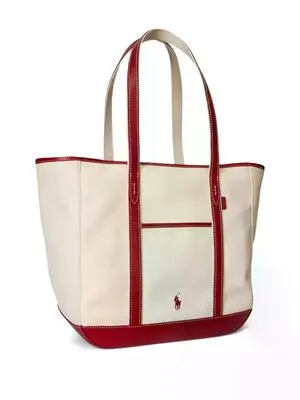 Polo Ralph Lauren Leather-trimmed Canvas Tote Bag - Neutrals