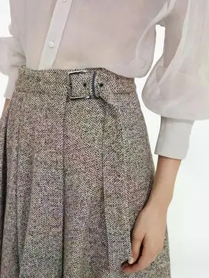 Brunello Cucinelli Belted Pleated Skirt