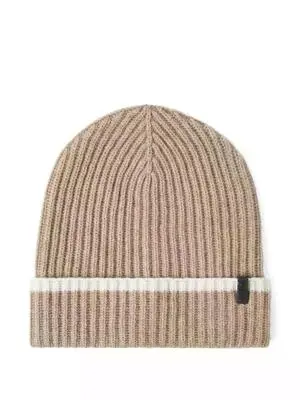 Brunello Cucinelli Contrasting-stripe Ribbed Beanie - Neutrals