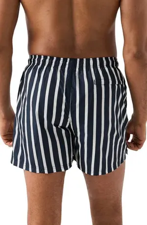 Eton Striped Swim Trunks - Navy