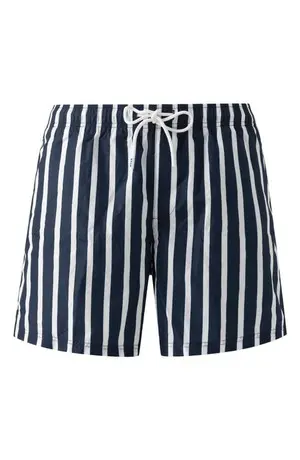 Eton Striped Swim Trunks - Navy