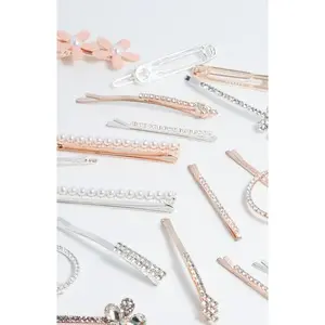 NUME Glam Sparkle 6-piece Hair Pin Bundle - Rose Gold And Silver