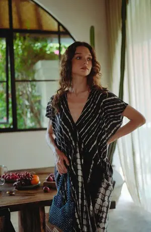 Pink Haley Madella Hand-dyed Kaftan Dress - Black