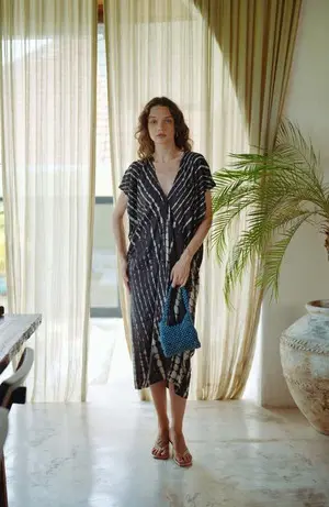 Pink Haley Madella Hand-dyed Kaftan Dress - Black