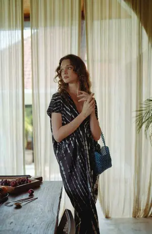 Pink Haley Madella Hand-dyed Kaftan Dress - Black