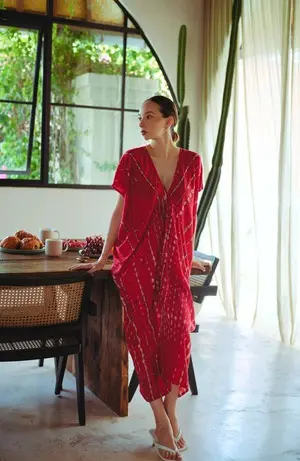 Pink Haley Madella Hand-dyed Kaftan Dress