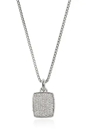 John Hardy Pavé Diamond Tag Pendant Necklace - Silver/diamonds