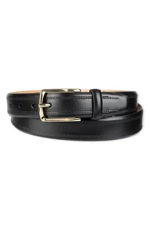 Cole Haan Leather Belt With Stitch Detail - Black