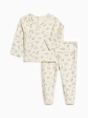 COLORED ORGANICS Riley Kimono Wrap Top And Pant Set - Hayden Floral/denim + Mist