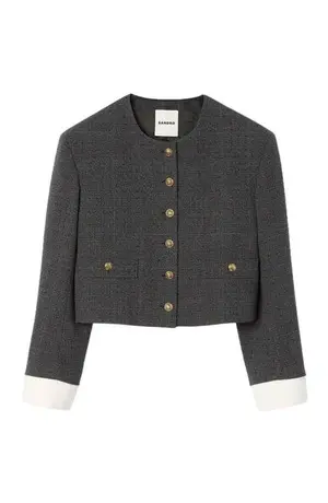 Sandro Rhinestone Tailored Jacket - Grey / Brown