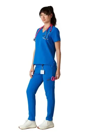 MEMBERS ONLY Bari 1-pocket Scrub Top - Royal Blue
