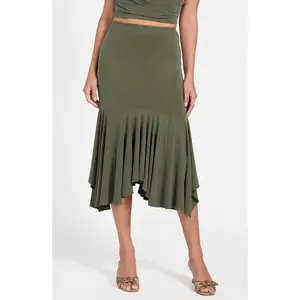 Guess Kenzie Ruffle Midi Skirt - Green