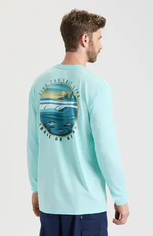 SALT LIFE Live Above Or Below Long Sleeve Performance Tee - Light Aruba Heather