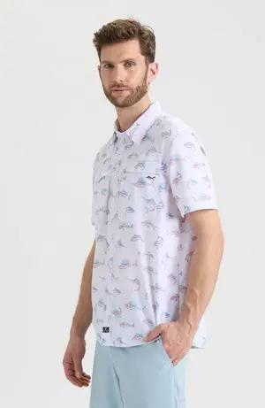 SALT LIFE Fish N' Bones Americana Woven Short Sleeve Shirt