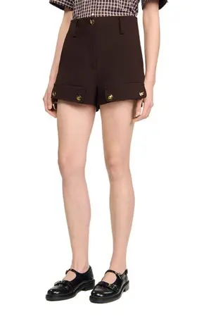 Sandro Buttoned Carpenter High-waisted Shorts