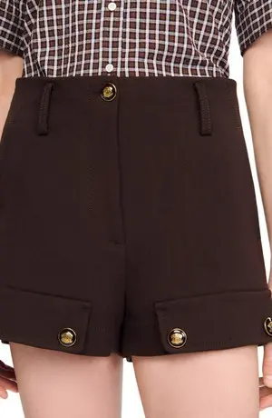 Sandro Buttoned Carpenter High-waisted Shorts