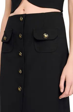 Sandro Buttoned Midi Skirt