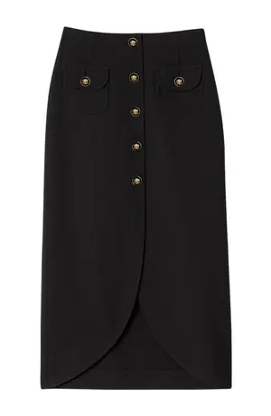 Sandro Buttoned Midi Skirt