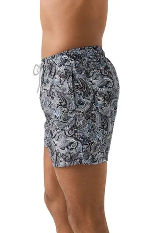 Eton Paisley Swim Trunks - Dark Blue