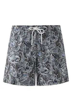 Eton Paisley Swim Trunks - Dark Blue