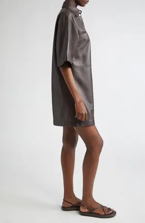 Michael Kors Lambskin Leather Shirtdress