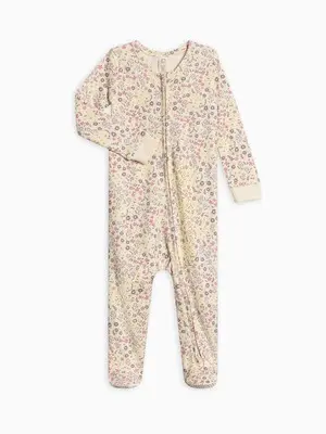 COLORED ORGANICS Organic Peyton Zipper Sleeper - Giada Floral / Lilla