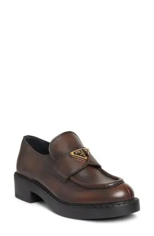 Prada Chocolate Logo Loafer - Moro