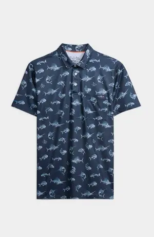 SALT LIFE Fish N' Bones Americana Polo - Navy