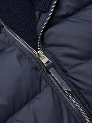 TOM FORD Leather-trimmed Quilted Shell And Wool Down Jacket - Blue