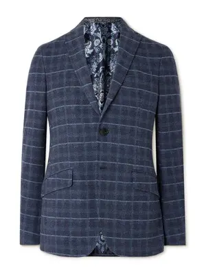 Etro Roma Slim-fit Checked Cotton-blend Blazer - Blue