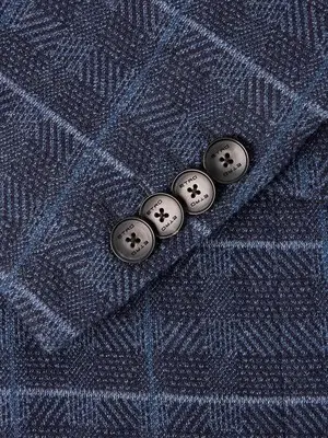 Etro Roma Slim-fit Checked Cotton-blend Blazer - Blue
