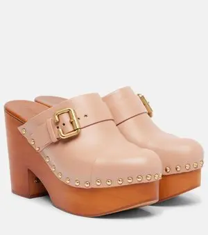 Chloé Jeannette 80 Studded Leather Clogs - Pink