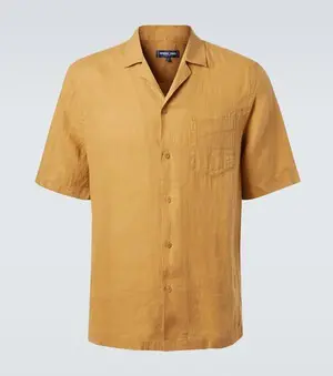 Frescobol Carioca Angelo Linen Bowling Shirt - Brown