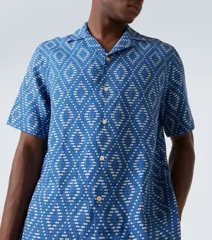 Frescobol Carioca Roberto Printed Linen Shirt - Blue