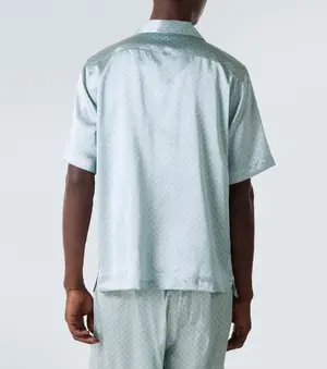 Frescobol Carioca Roberto Printed Silk Bowling Shirt - Blue