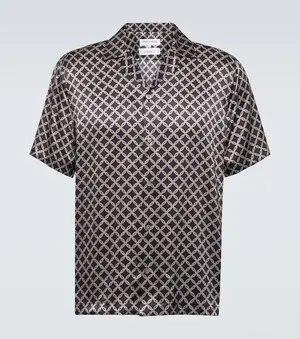 Frescobol Carioca Roberto Printed Silk Bowling Shirt - Brown