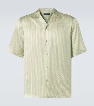 Frescobol Carioca Roberto Printed Silk Bowling Shirt - Green