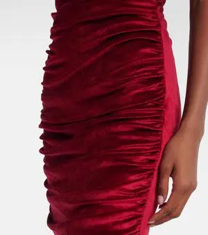 Balmain Chain-detail Draped Velvet Mini Dress - Red