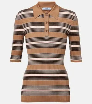 Prada Cotton-blend Polo Sweater - Brown